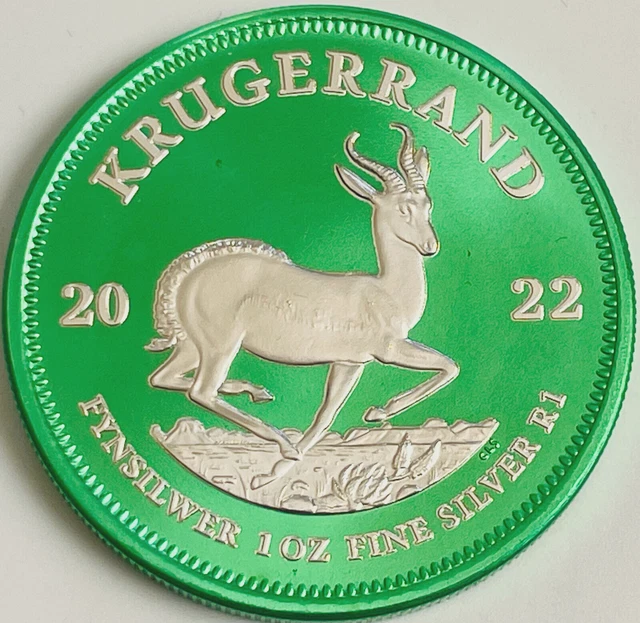 SOUTH AFRICA KRUGERRAND Rand Colorized GREEN 2022 .999 Ounce Pure ...