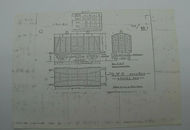 GWR RAILWAY DIAGRAM Stores Van Technical Drawing /BB1 £9.99 - PicClick UK