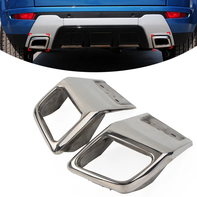 SILVER REAR BUMPER Exhaust Tube Trim For Land Rover Range Rover Evoque ...