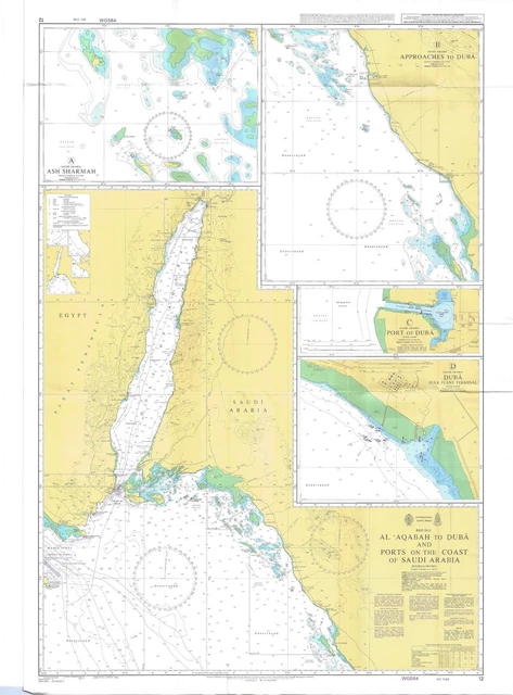 CARTE MARINE ADMIRALTY 12 Aqabah Duba Ports Mer Rouge Arabie Saoudite ...