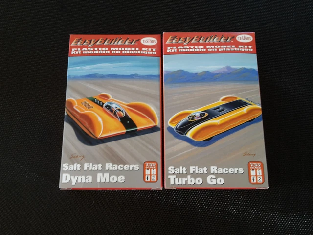 TESTORS EASY BUILDER Modelkits 1/32 Saltflatracers Dyna Moe + Turbo Go ...