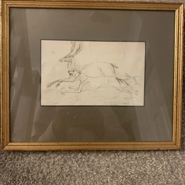 ORIGINAL HAND DRAWN Small Pen & Ink Drawing Sketch of a Stag ...