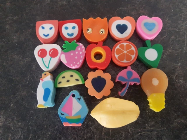 VTG LOT OF 17 Small Collectible Erasers FREE COMBINED SHIPPING $31.99 ...