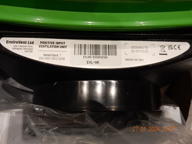 ENVIROVENT EVL-HR LOFT PIV Mounted Positive Input Ventilation Unit With ...