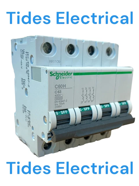 SCHNEIDER MCB 63 Amp 4 Pole Type C 63A C60H Multi 9 24884 £149.99 ...