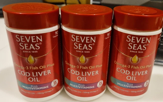 3 BRAND NEW Seven Seas Cod Liver Oil Supplement Tubs £15.00 - PicClick UK