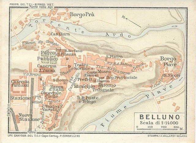BELLUNO TOURING CLUB Map 1920 Map £10.01 - PicClick UK