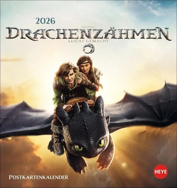 DRACHENZÄHMEN POSTKARTENKALENDER 2026 Kalender Kino-Entertainment Kalender Heye EUR 9,95 ...