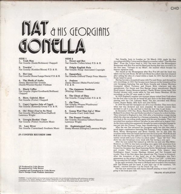 NAT GONELLA ET Ses Georgians Naturally Gonella LP Vinyle UK Conifer ...