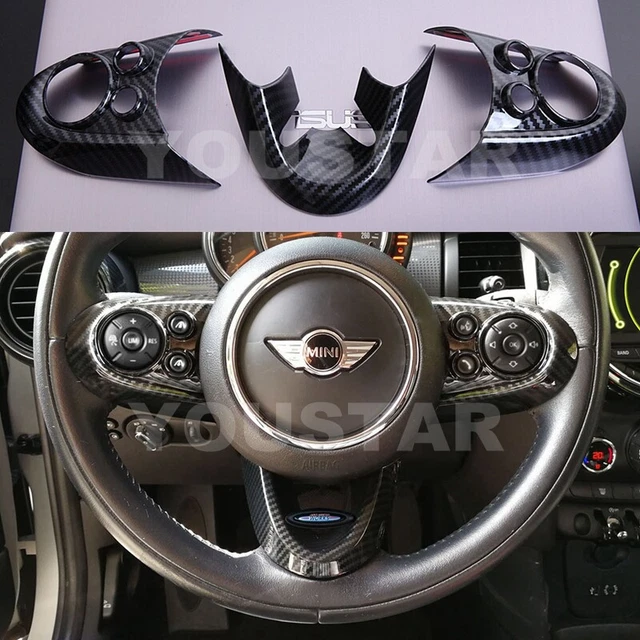 UK STOCK CARBON Effect Steering Wheel Trims for MINI Cooper JCW F55 F56 ...
