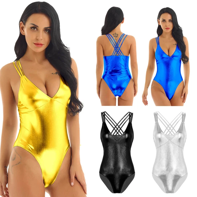 Womens See Through Leotard High Cut Thong Bodysuit Sheer Swimwear