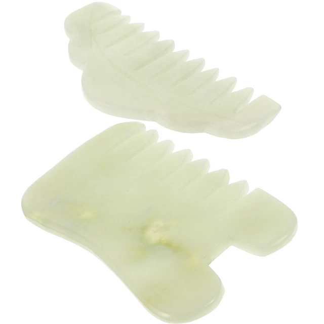 2 PCS JADE Comb Guasha Face Combs Scraping Scalp Guanshua Manual ...