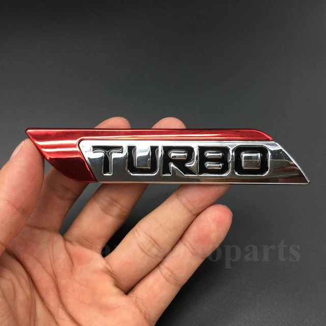 3D METAL CHROME Turbo Trunk Tailgate Car Auto Red Emblem Badge Decal ...