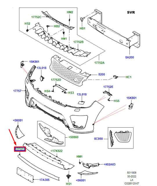 LR RANGE ROVER SPORT II L494 Front Bumper Trim Cover LR112678 New ...