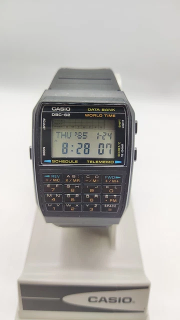 CASIO DBC-62 WORLD Time Data Bank Calculator Vintage Digital Watch Made ...