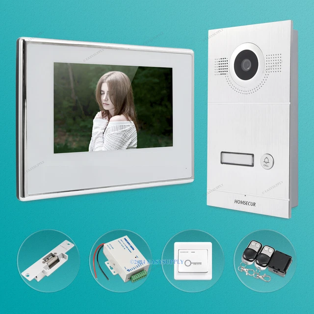 HOMSECUR 7& FILAIRE Main Libre Interphone Maison Vidéo&Audio avec ...