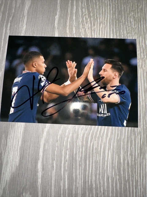 KYLIAN MBAPPE & LIONEL MESSI HAND SIGNED PSG 6x4 PHOTO GENUINE £12.49 ...