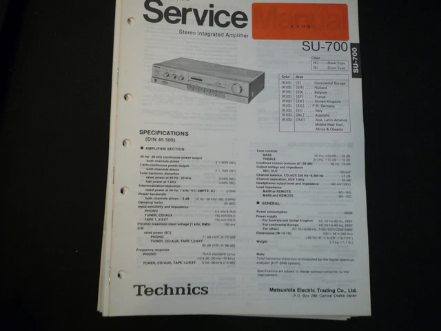 ORIGINAL SERVICE MANUAL Schaltplan Technics SB-CH950 EUR 12,50 - PicClick DE