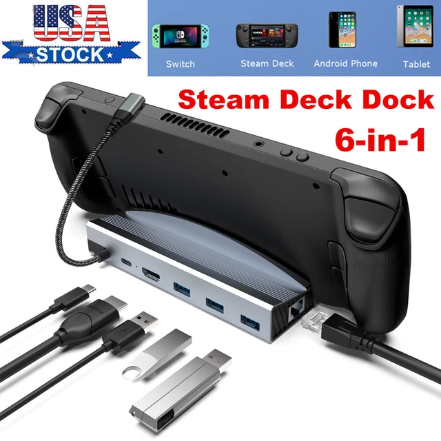 FOR STEAM DECK Dock 6-in-1 Charging Docking Station 4k HDMI TV Monitor ...