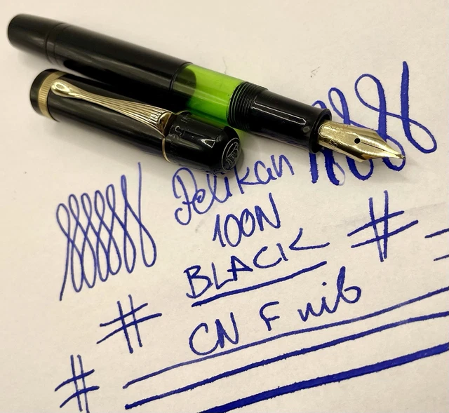 1940S RARE PELIKAN 100N Fountain Pen FLUTED CAP-FULL BLACK-CN F Nib ...