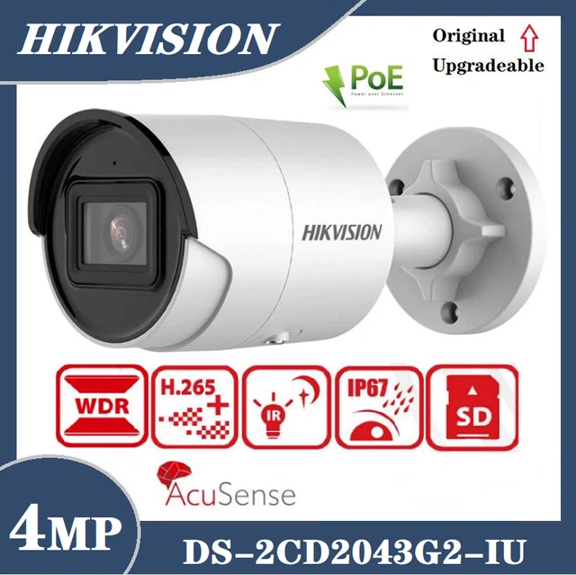 HIKVISION DS-2CD2043G2-IU 4MP AcuSense Built-in Mic PoE Network Bullet ...