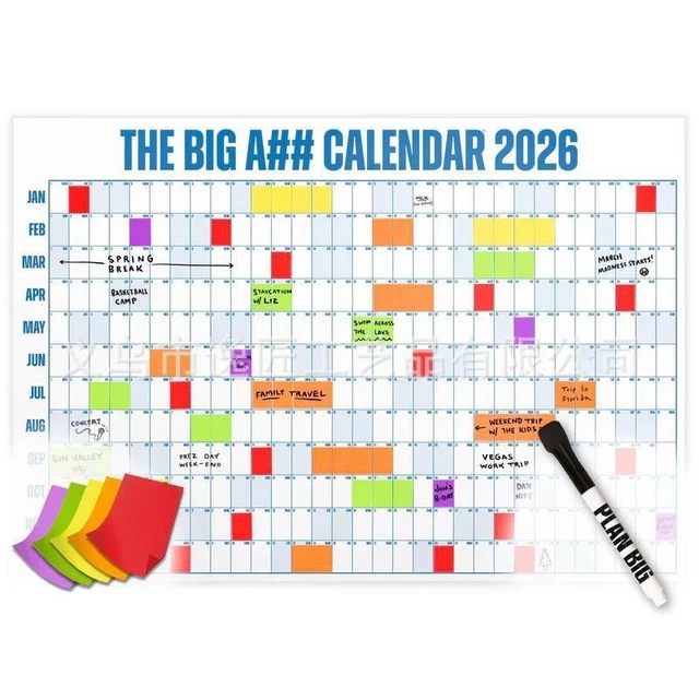 2026 BIG DRY Erase Wall Calendar Extra Large 12 Month Annual Yearly ...