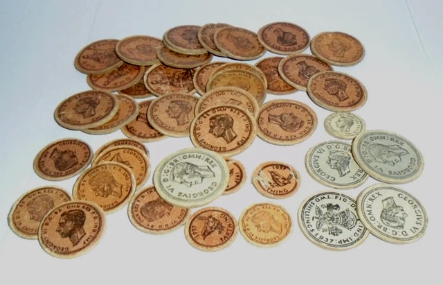 1937 BRITISH CARDBOARD Coins Play Money - Used In Schools - Job Lot of ...