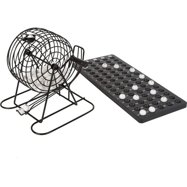 BINGOMÜHLE BINGOTROMMEL METALL Mit 75 Kugeln Lotto Trommel XXL mit ...