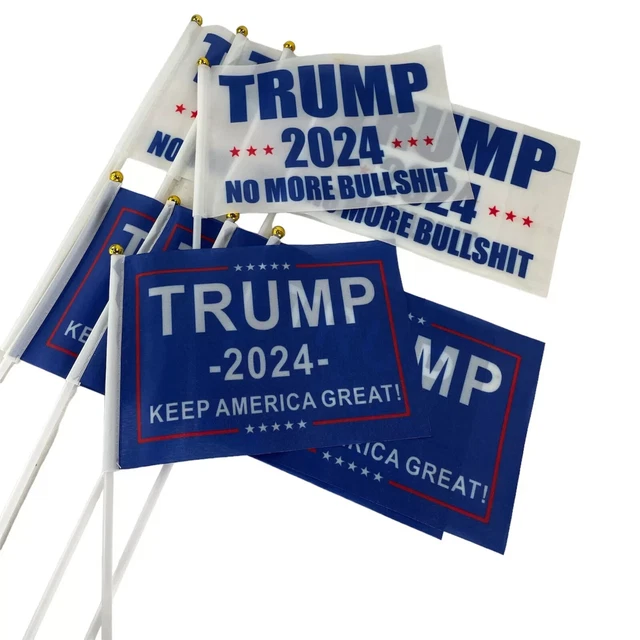 10X TRUMP 2024 Re-Elect Keep America Great Flags Mini Stick Flags ...