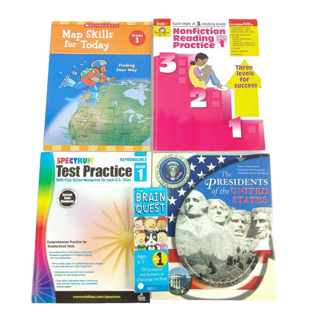 SPECTRUM TEST PRACTICE Grade 1 Map Skills Reading Presidents Workbooks ...