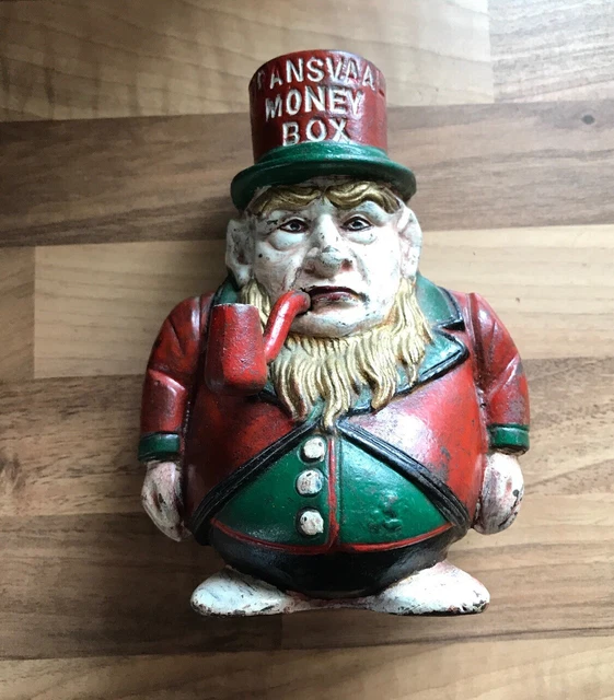 ANTIQUE C1900 CAST Iron Paul Kruger Transvaal Money Box Made In England ...