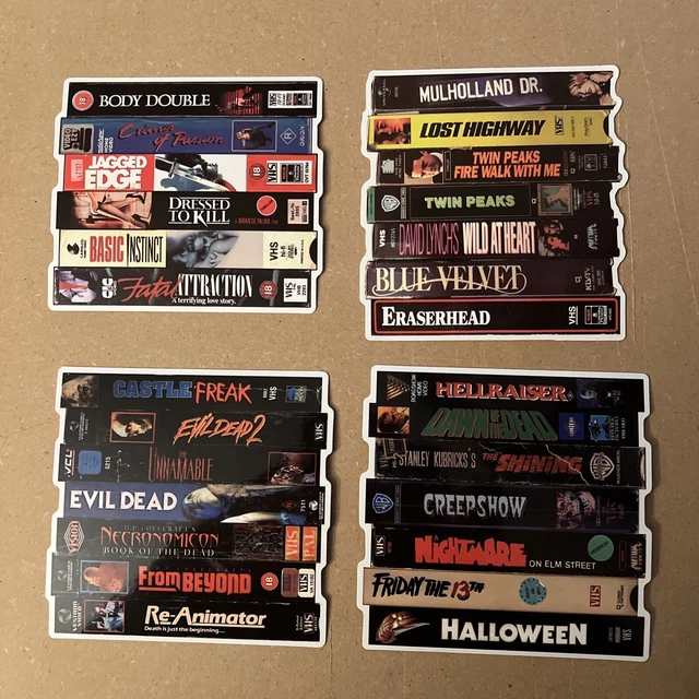 SET OF 4 80's Horror VHS Stack Sticker David Lynch Halloween Nightmare ...