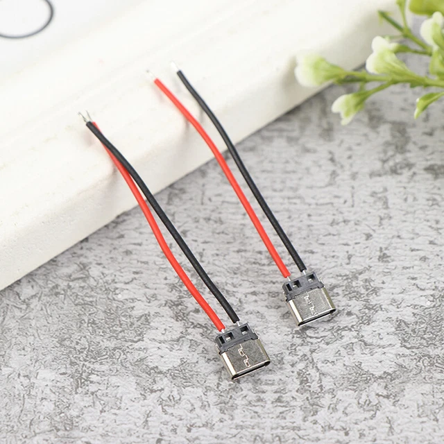 TYPE-C 2PIN SOLDERED female base with wire typec female 3A high current ...