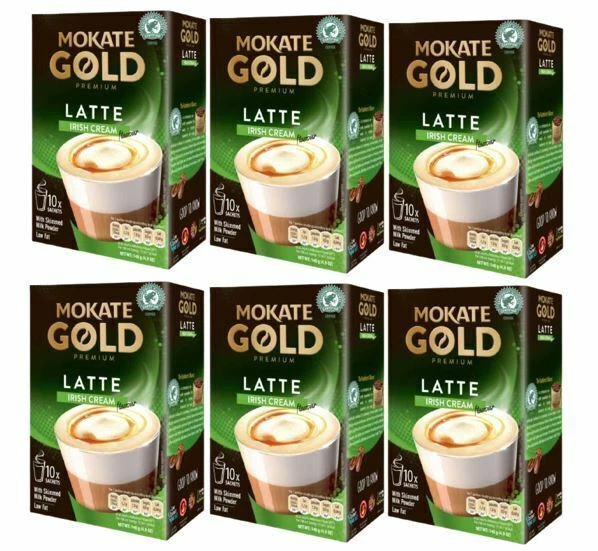 MOKATE GOLD PREMIUM Irish Cream Latte 10 Sachets (140g) - Pack of 6 £12.49 - PicClick UK