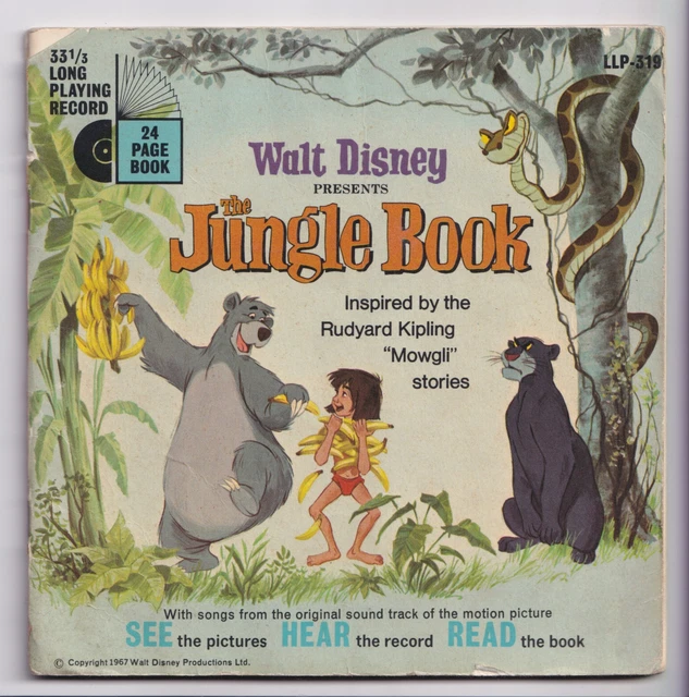 (AG795) WALT DISNEY, The Jungle Book - 1968 - 7 inch vinyl + 24pp book ...