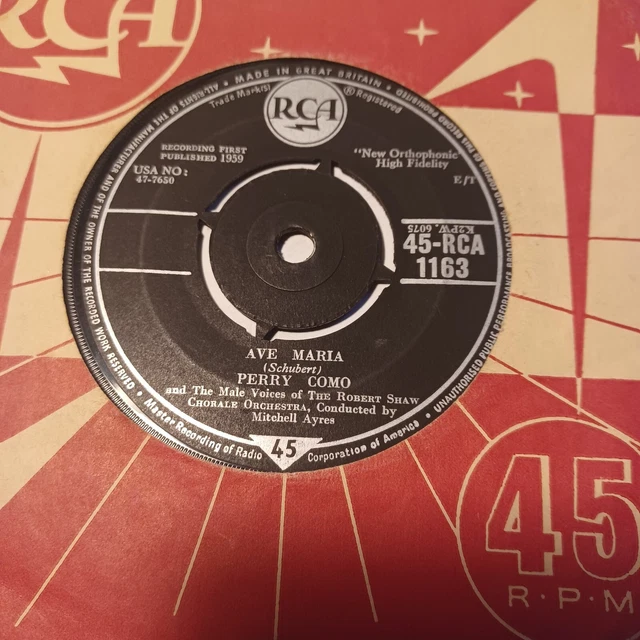 PERRY COMO Ave Maria The Lord’s Prayer RCA Records Vintage ” 1959 45rpm ...