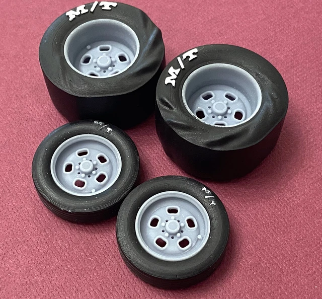 1/24 SCALE: 17/15-INCH “Weld S81” Wheels W/Wrinkled Drag Slicks; Resin ...