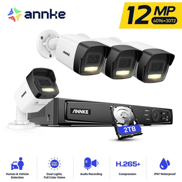 ANNKE 12MP CCTV Camera System Color Night Vision POE 8CH Video IP NVR ...