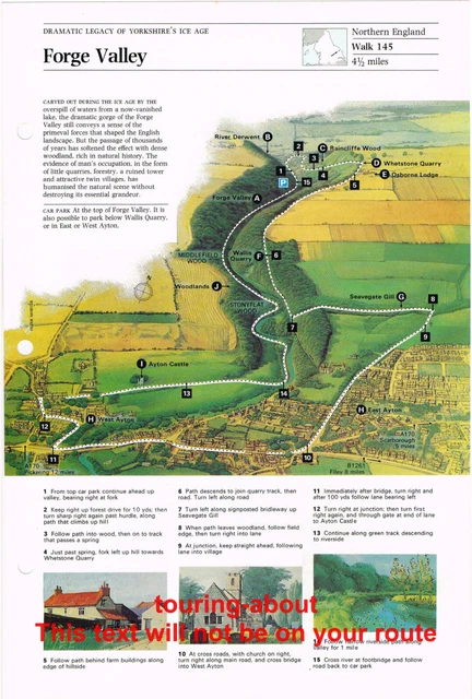 FORGE VALLEY YORKSHIRE Vintage Walking Route & Map circa 1975 #145 £3. ...