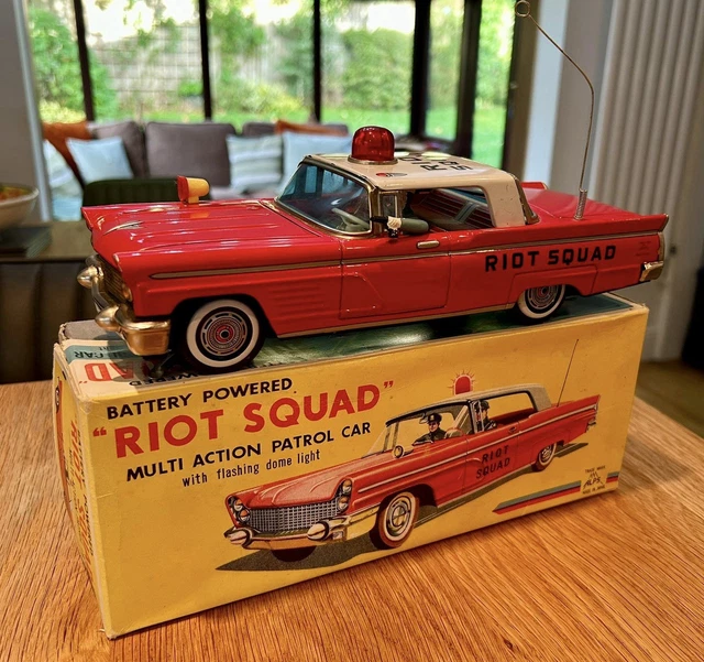 1960S ALPS JAPAN Tin Battery Operated Riot Squad Patrol Car Toy ...