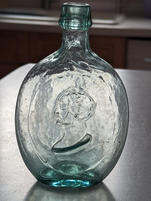 G1- 58 AQUA Pint Sheaf of Wheat George Washington Open Pontil Flask £ ...