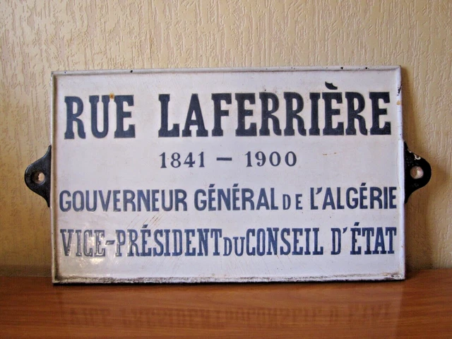 ANCIENNE PLAQUE ÉMAILLÉE En Fonte Rue Laferrière Gouverneur D' Algérie EUR 199,00 - PicClick FR