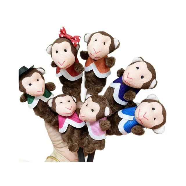 SEVEN LITTLE MONKEYS Plush Finger Puppets Set Pp Cotton For Kids ...