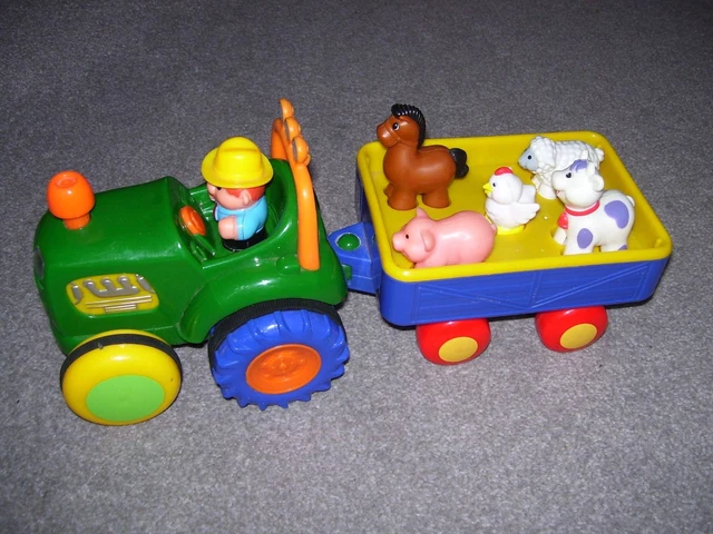 OLD MACDONALD FARM tractor and trailer musical moving toy with ...