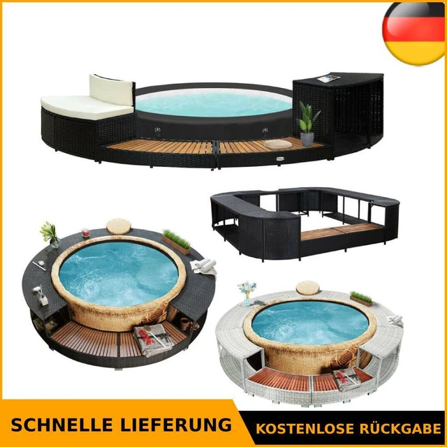WHIRLPOOL UMRANDUNG POOLUMRANDUNG Poly Rattan Poolverkleidung Spa ...