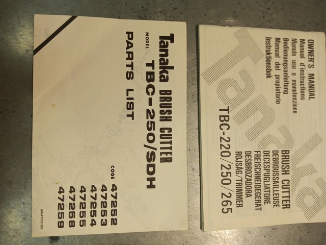 TANAKA BRUSH CUTTER TBC 220 / 250 / 265 Manual And Parts List £6.00 - PicClick UK