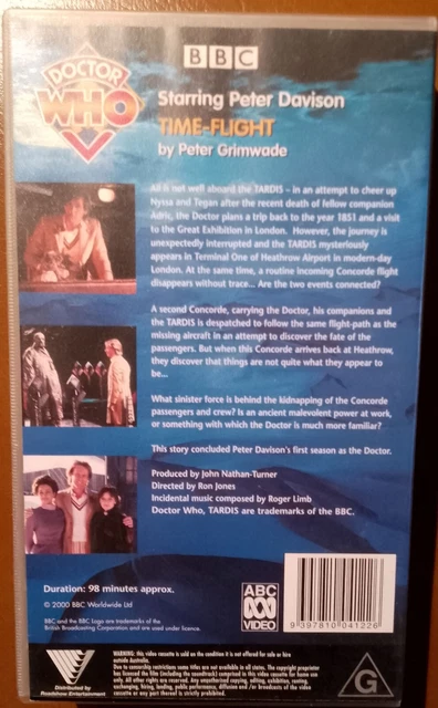 DOCTOR DR WHO Timeflight VHS Peter Davison ABC 2000 PAL video $60.00 ...