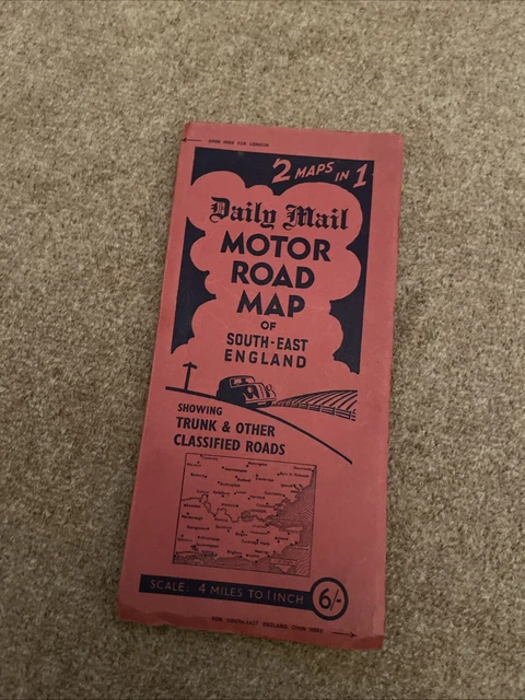 DAILY MAIL MOTOR Road Map Of South-East England £5.00 - PicClick UK
