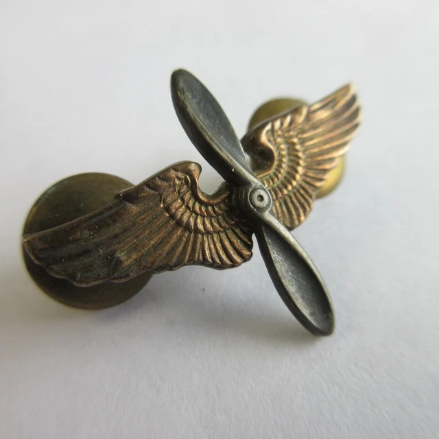 WW2 US ARMY Air Corps Pilot Propeller Wings Gold FIlled Pin Luxenberg ...