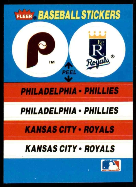 1987 AUTOCOLLANTS LOGO Fleer MLB #NNO Philadelphia Phillies, Kansas ...
